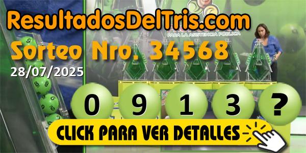 Sorteo Tris Mediodía 34568 28/07/2025